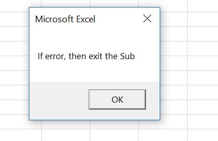 VBA On Error Exit Sub - Automate Excel